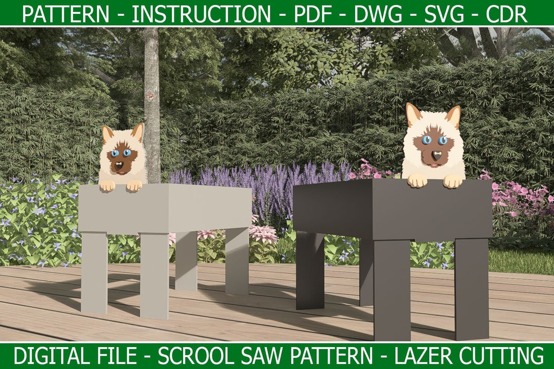 Birman Cat Pattern - Birman Cat Planter - Wood Planter - Garden ...