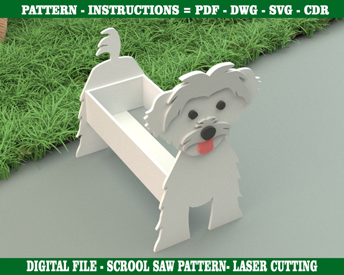 Maltese Dog Planter Box - Decorative Planter Pot - Pattern ...