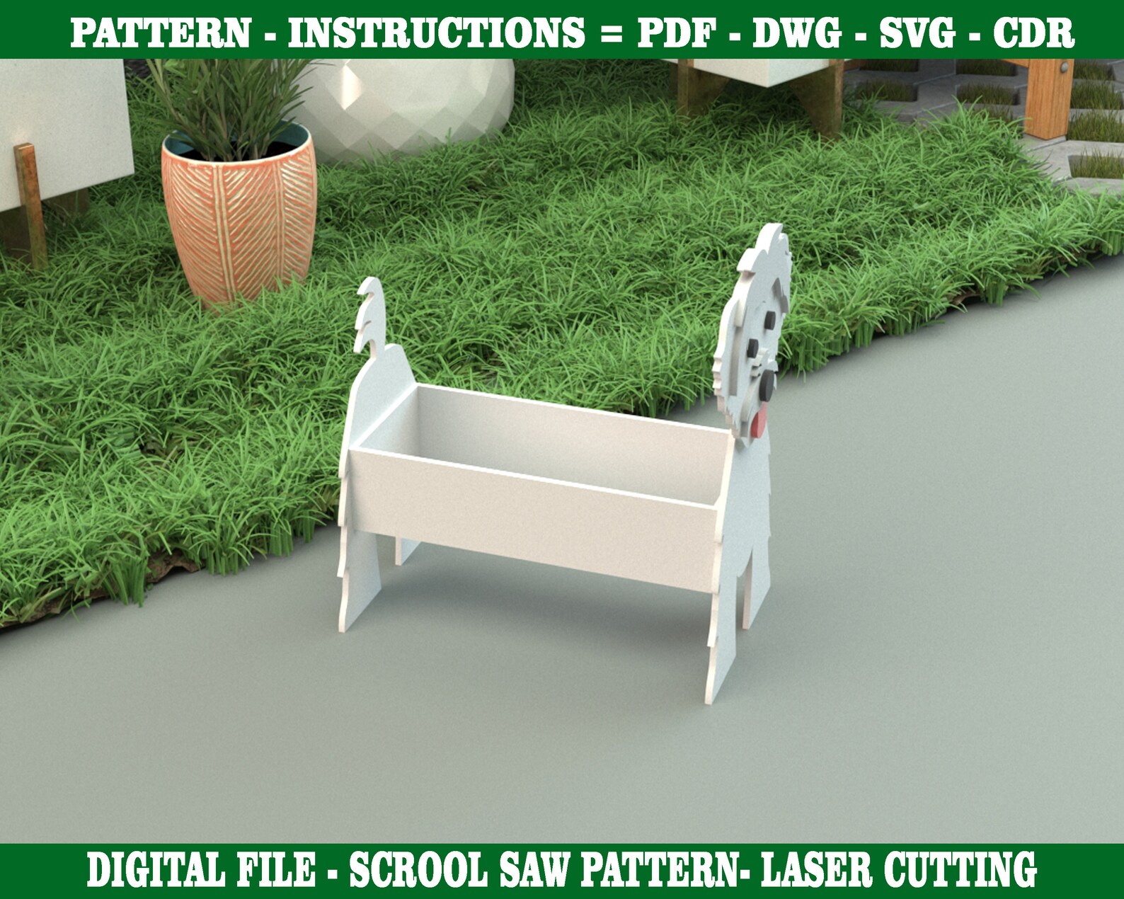 Maltese Dog Planter Box - Decorative Planter Pot - Pattern ...