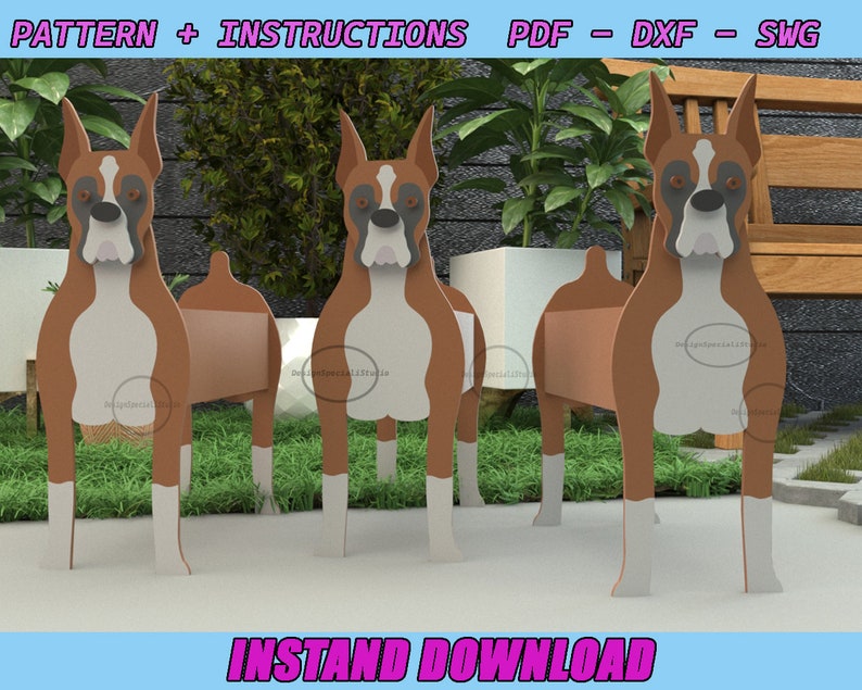 Boxer Planter Dog Planter Box Garden Ornament Wood Flower - Etsy