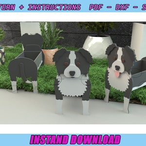 Border Collie Planter - Garden Ornament - Planter Box, Wooden Flower ...