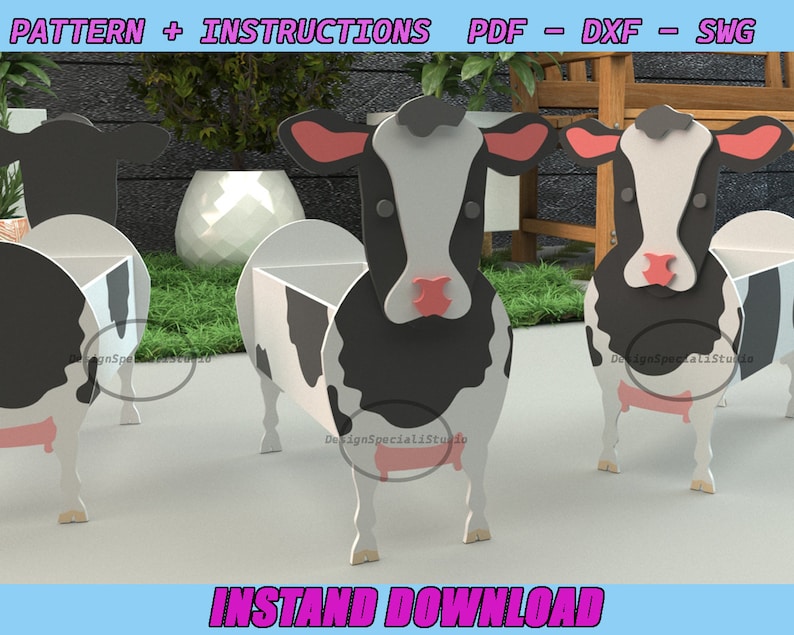 Small Planter Box Cow Planters Flower Pots Pdf Dxf Dwg- SVG - Planter ...