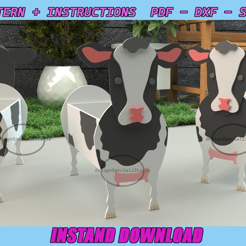 Wooden Cow Planter - Etsy