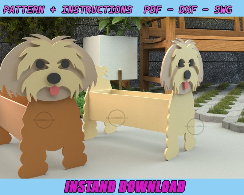 Dog Planter Box ,small Planter Box Wooden Animal Flower Pots Pdf -dwg ...