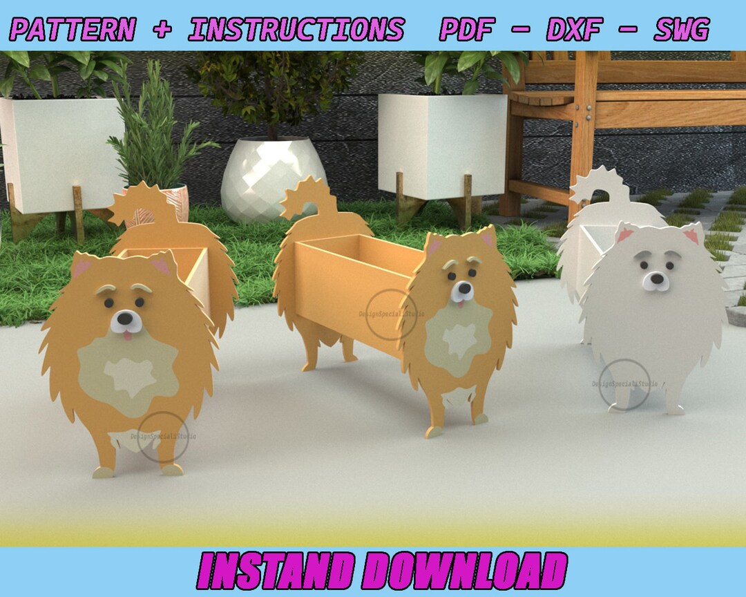 Pomeranian Dog Planter Box - Wooden Planters - Animal Flower Pots ...