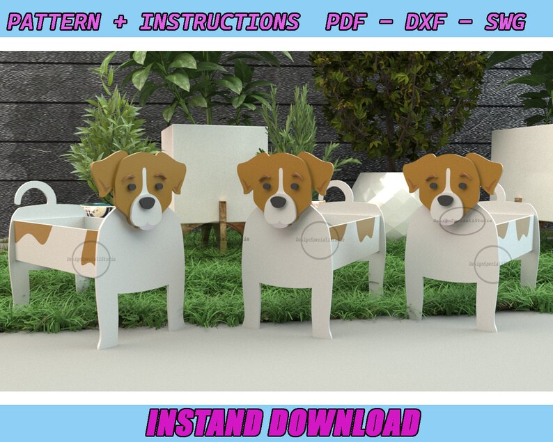 Jack Russell Planter - Garden Ornament - Wood Pet-planter Box - Scroll ...