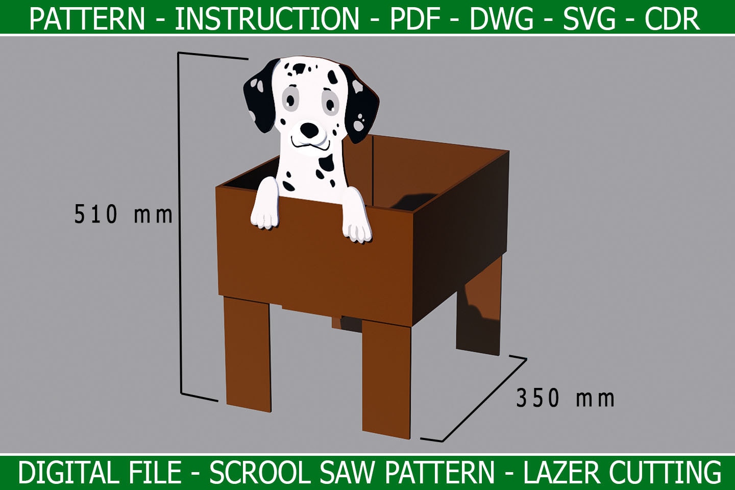 Dalmatian Dog Planter Scroll Saw Pattern Diy Wood Project - Etsy