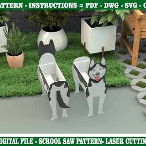 Husky Dog Planter Box -indoor Planter Pot- Scrool Saw Pattern - Laser ...