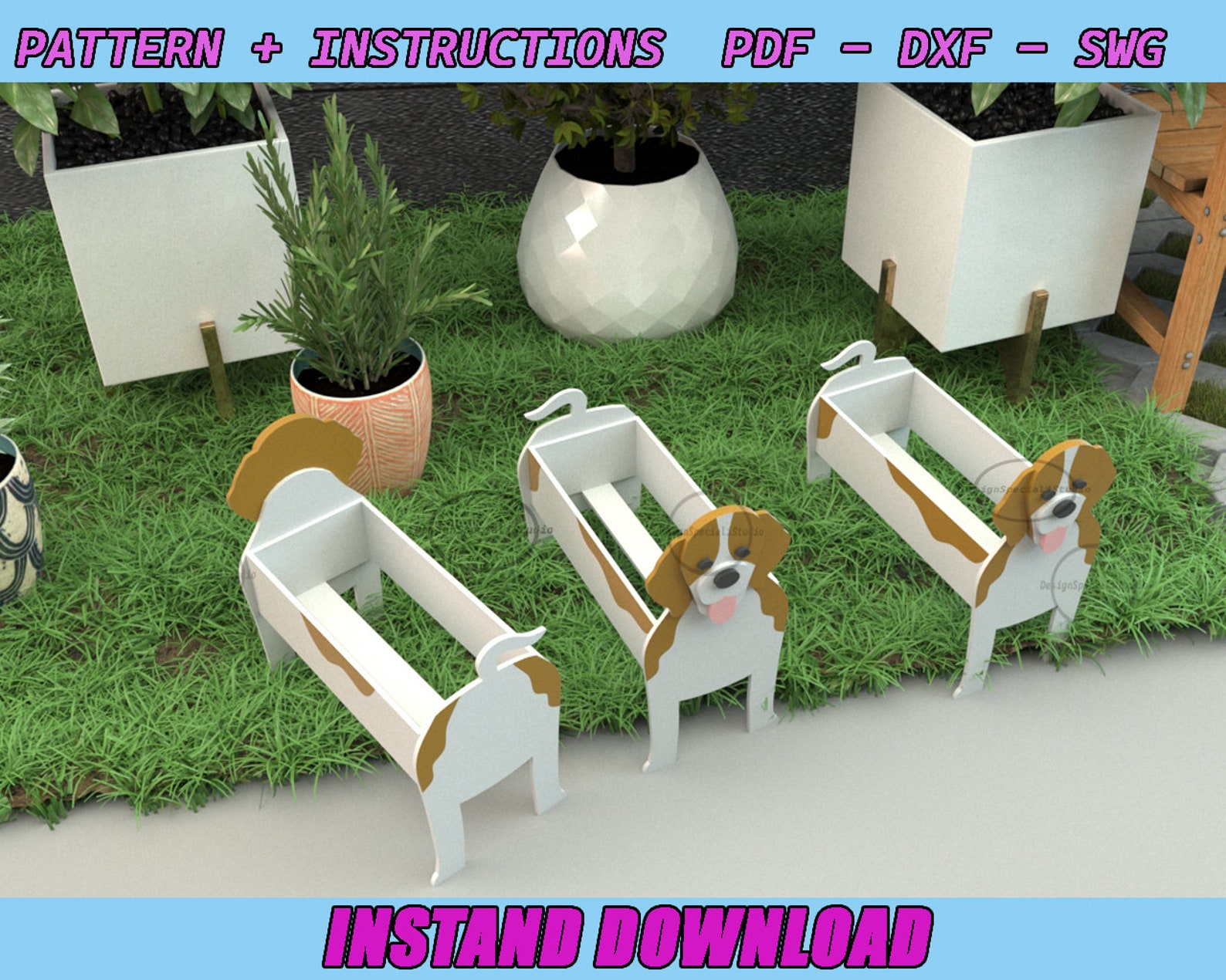 Pattern - Beagle Planter Box- Wood Pet - Pet Planter - Beagle ...