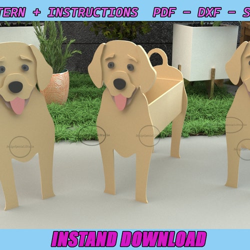 Labrador Planter Pattern Wood Planter Garden Ornament Wood Pet Wood ...