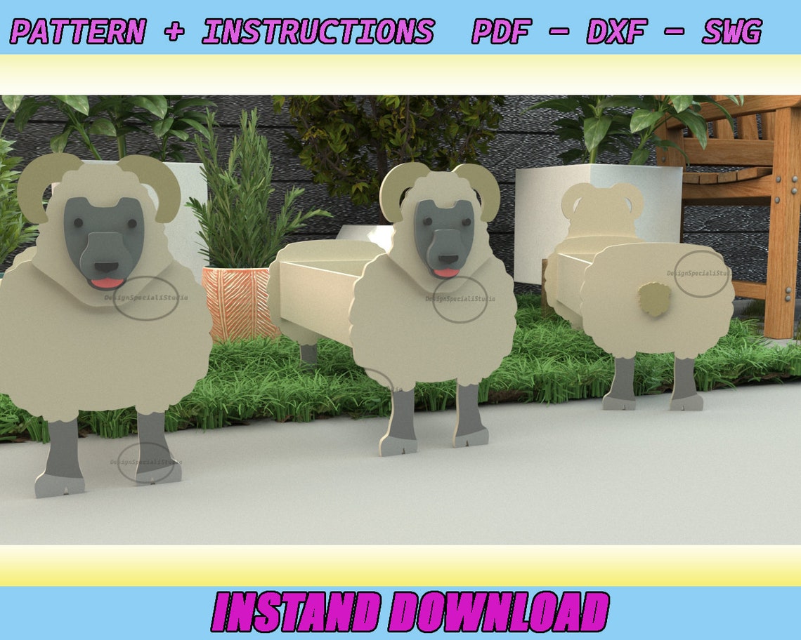 Sheep Planter Box Build Pattern laser Cutting Glowforge - Etsy