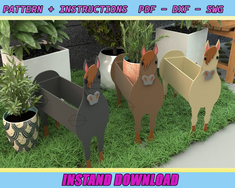 Horse Planter Box Build Plan - PDF - Animal Planter Box Pattern ...