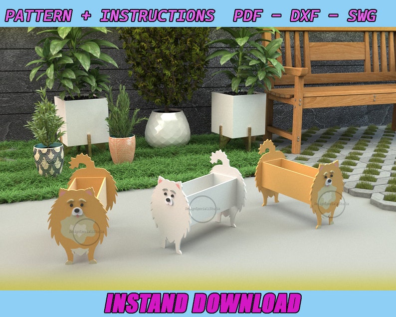 Pomeranian Dog Planter Box Wooden Planters Animal Flower | Etsy