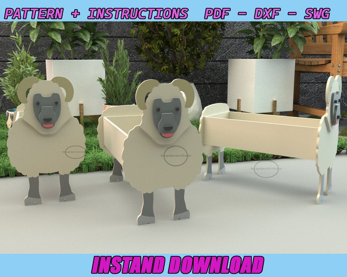 Sheep Planter Box Build Pattern laser Cutting Glowforge - Etsy