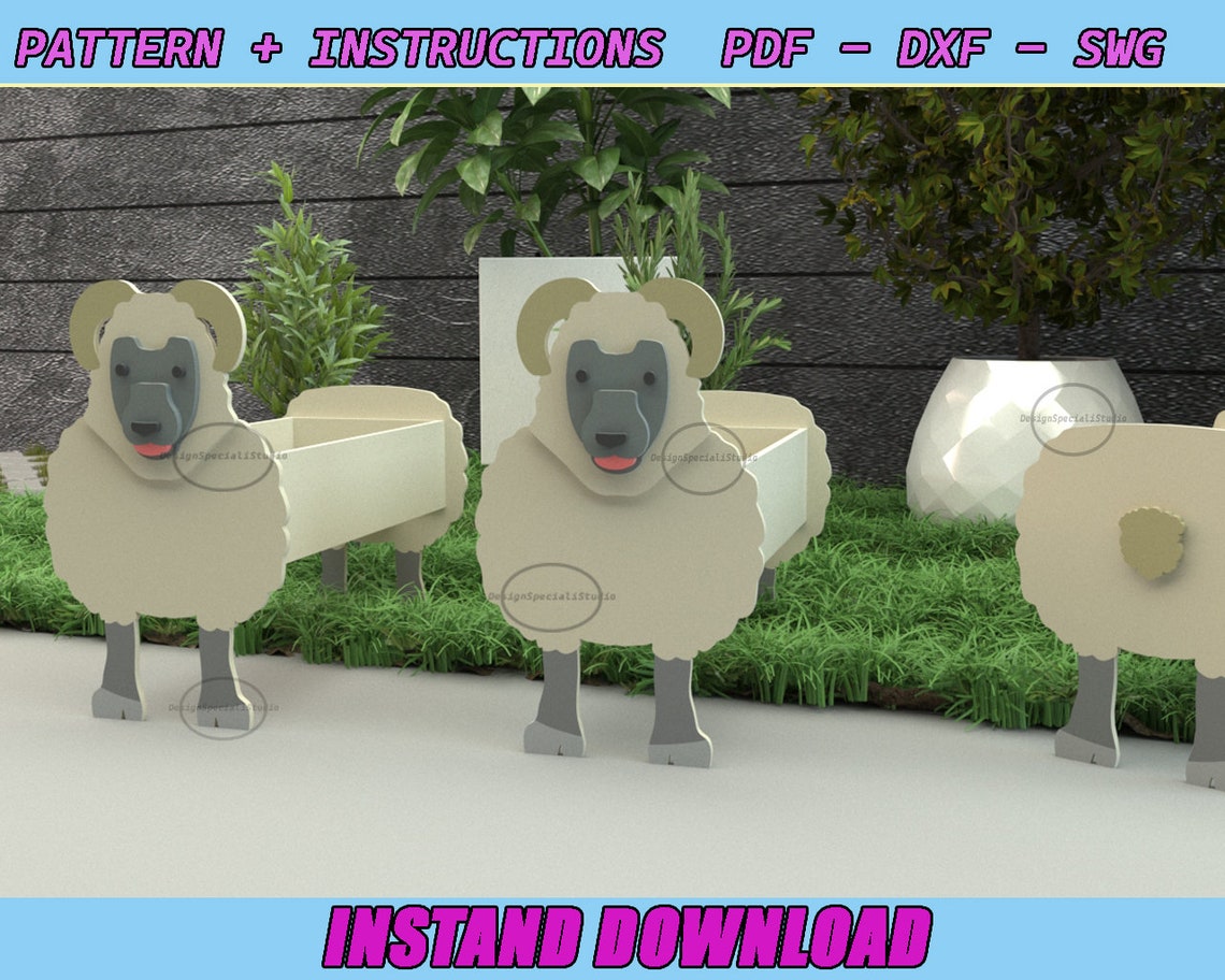 Sheep Planter Box Build Pattern laser Cutting Glowforge - Etsy