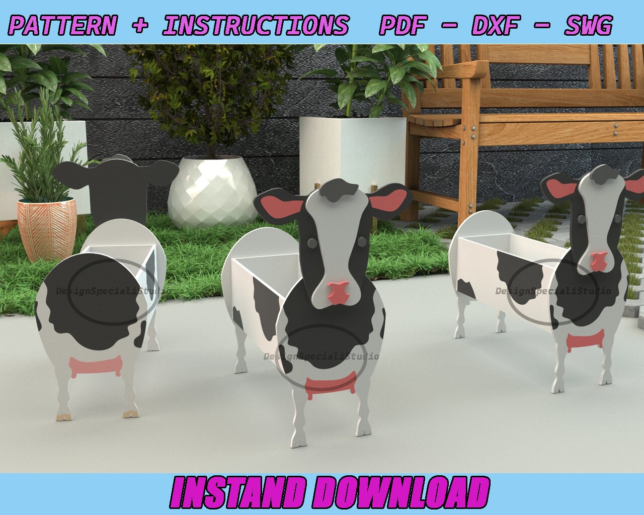 Small Planter Box Cow Planters Flower Pots Pdf Dxf Dwg- SVG - Planter ...