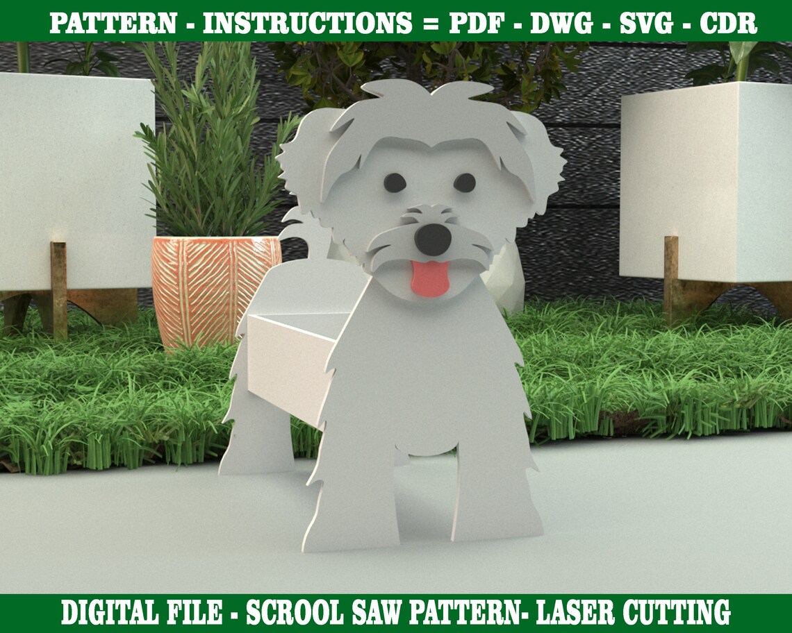 Maltese Dog Planter Box - Decorative Planter Pot - Pattern ...