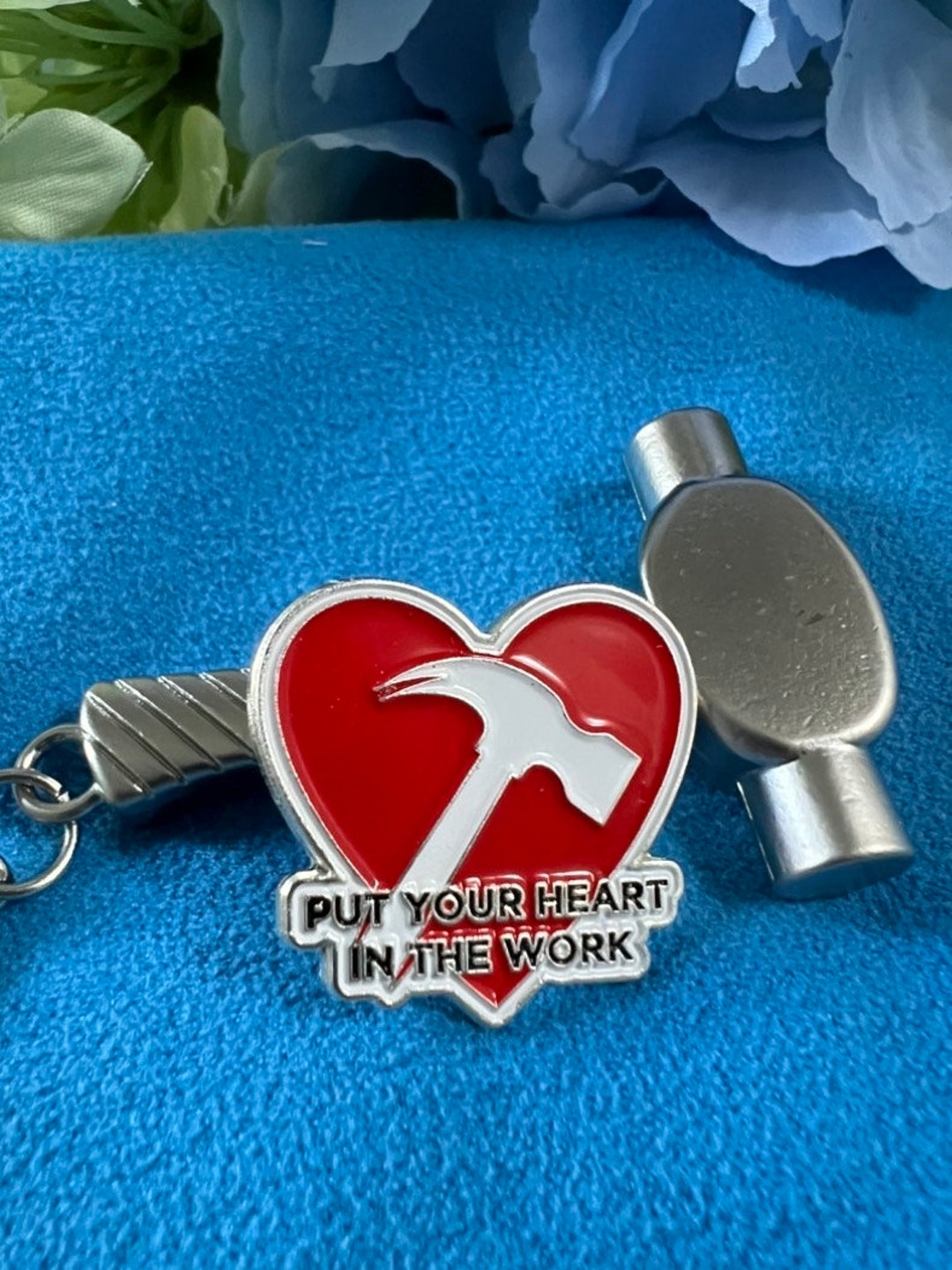 Red Heart With Hammer| Put Your Heart in the Work Lapel Pin |LDC - Etsy