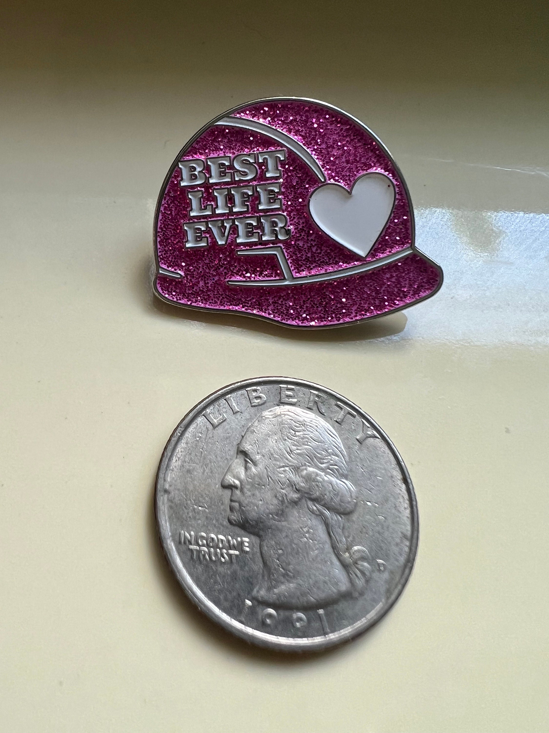 Pink Glitter Hard Hat Enamel Pin | 'life Ever' Lapel Pin - Etsy