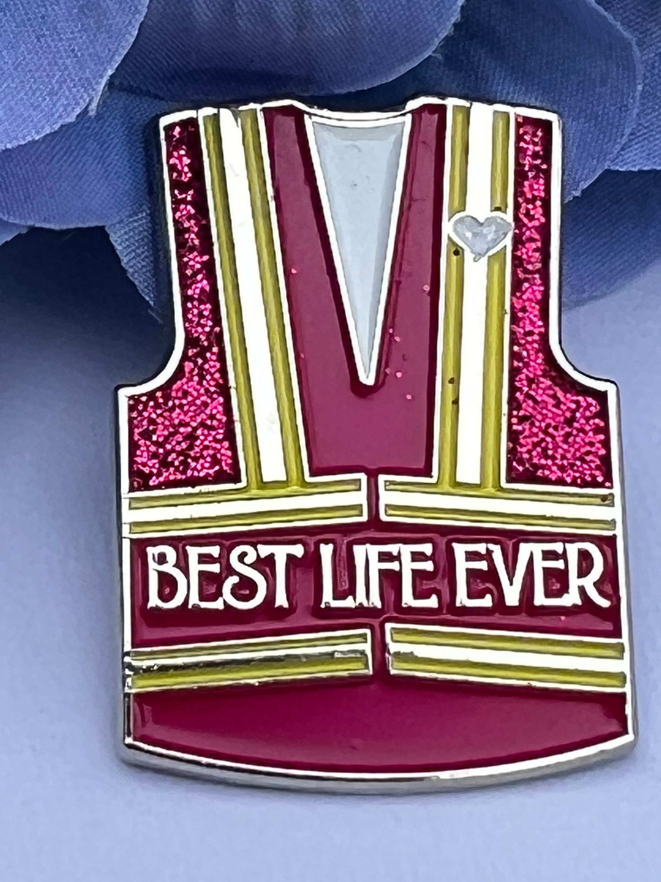 Pink Glitter Safety Vest Best Life Ever Gift Soft Enamel Lapel Pin LDC ...