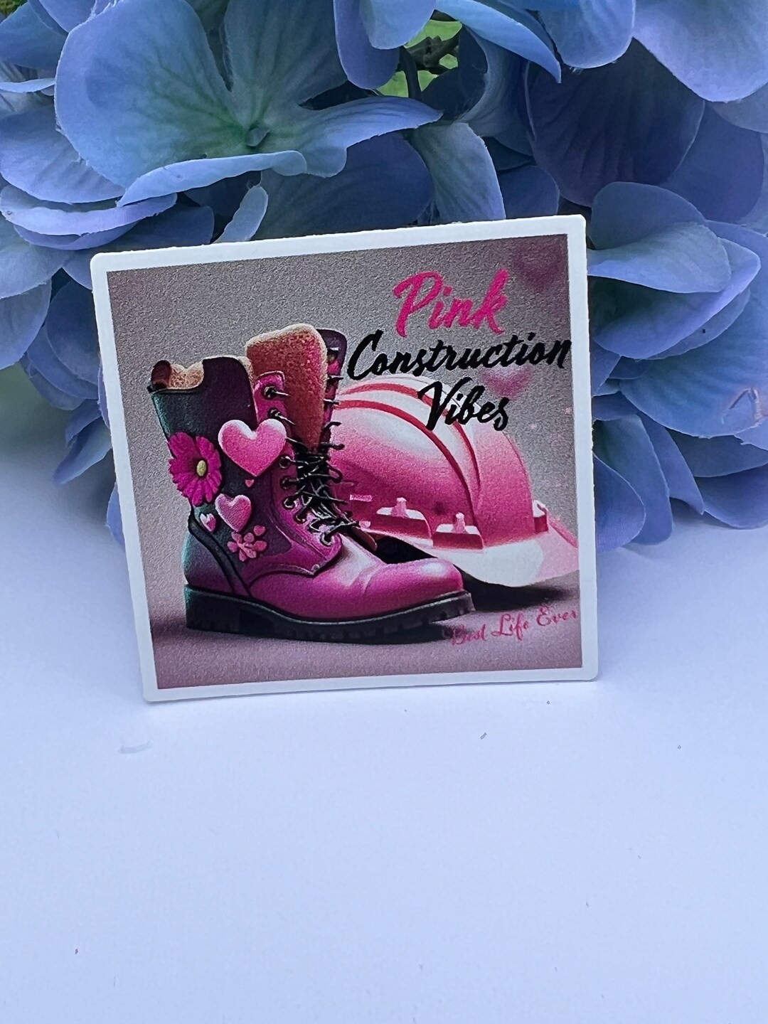 Pink Construction Vibes Vinyl Sticker | Girl Power Gift - Etsy