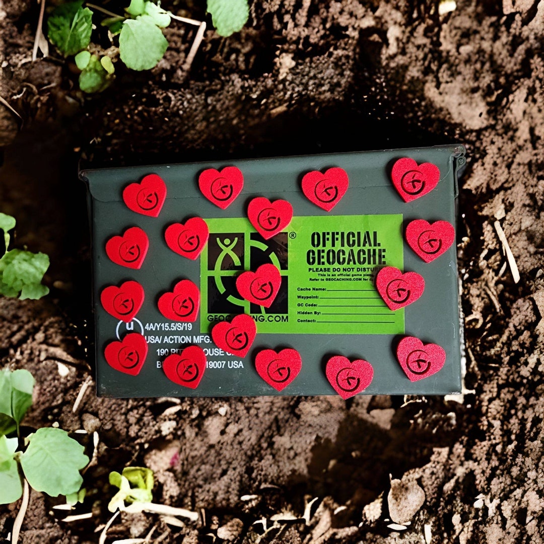 Geocaching Swag Hearts (25 Pack) for Coins, Swag, Gift, Ftf Prizes ...