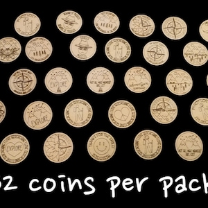 Geocaching Swag Tokens Wooden Nickels - Pack of 32 Coins - Customizable ...