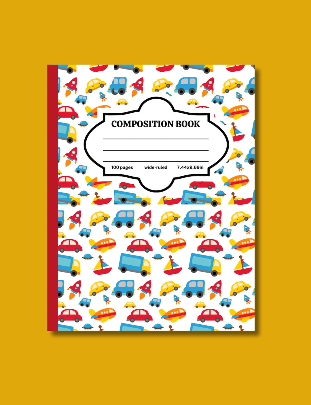 Composition Notebook Transportation Theme: Wide-ruled 100 Pages School ...