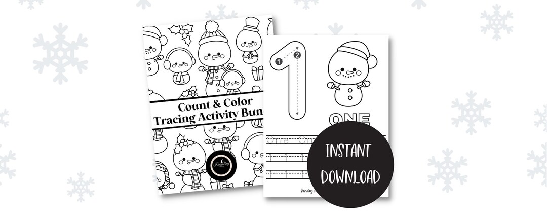 Winter Theme Count, Color and Tracing Bundle - Etsy