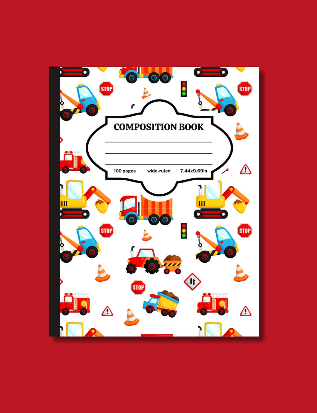 Composition Notebook: Toy Truck Theme Wide-ruled, School Notebook 100 ...