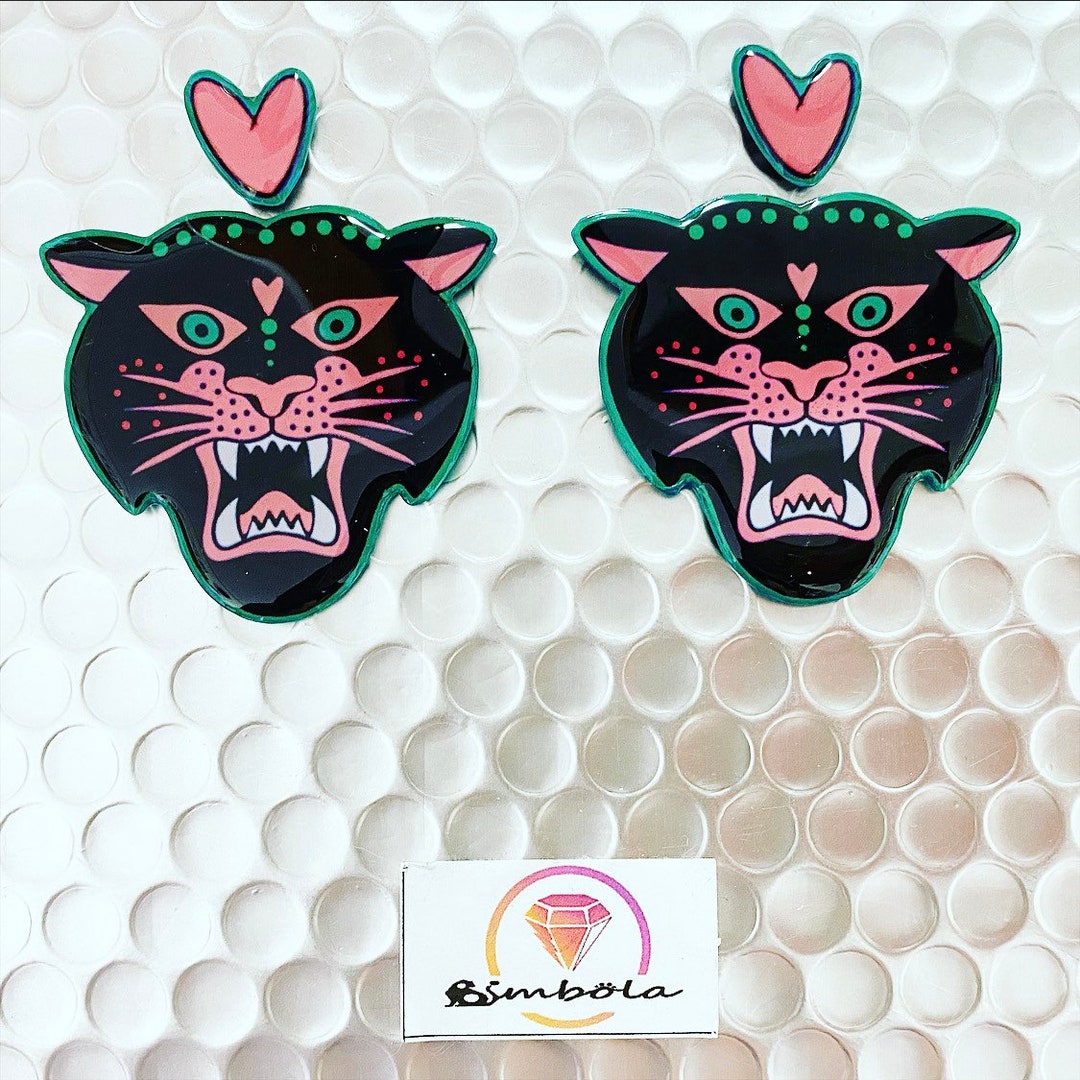 Panther Earrings Panther Earrings Pin up Earrings Mutant Wear Design ...