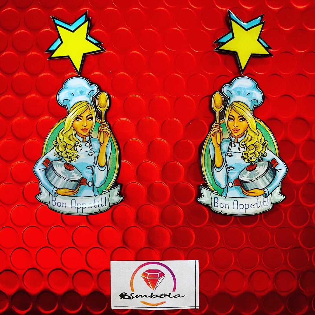 Earrings Cook Chef Earrings Earrings Chef Kitchen Earrings Custom ...