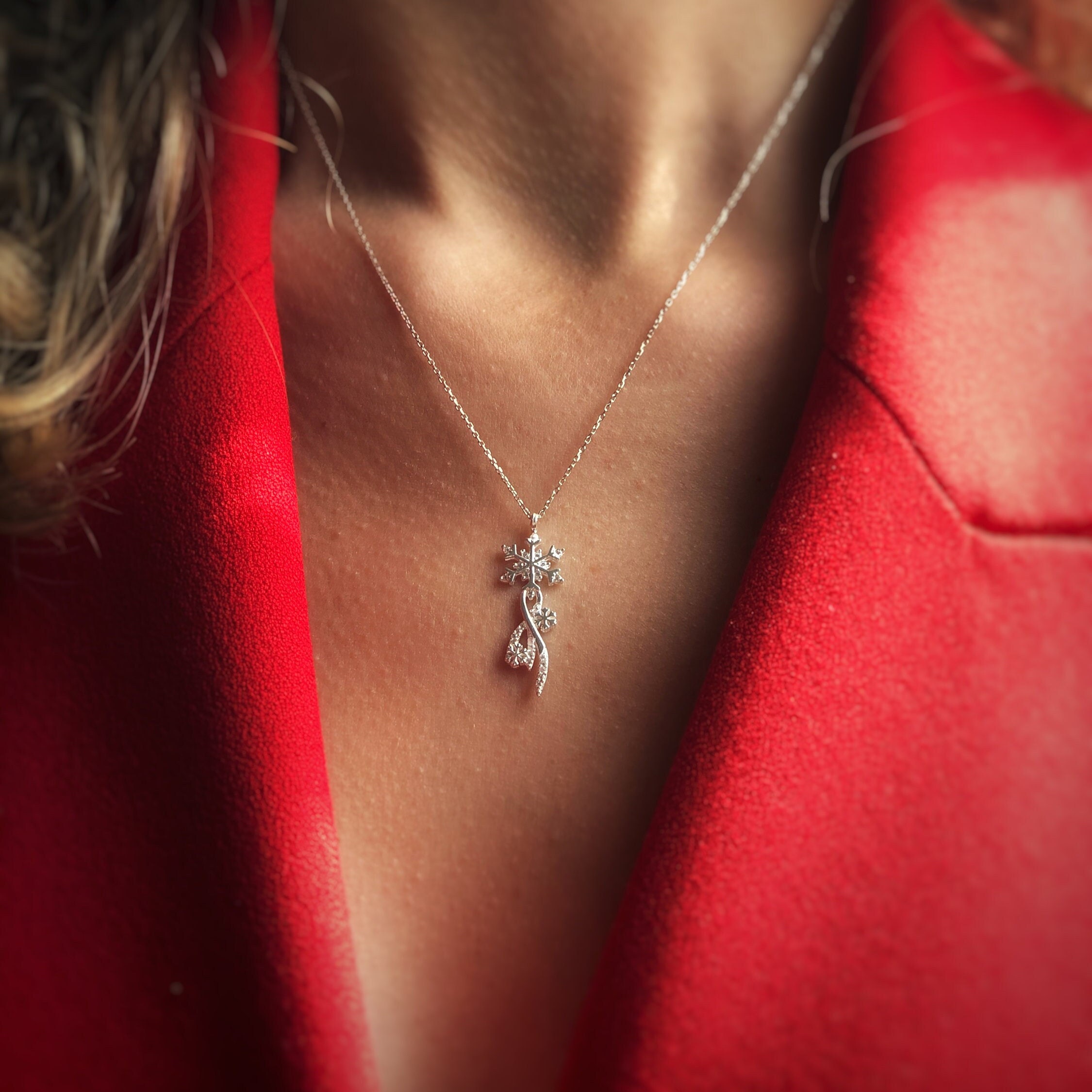 Dainty Snowflake Necklace 925 Sterling Silver Jewelry Minimalist ...