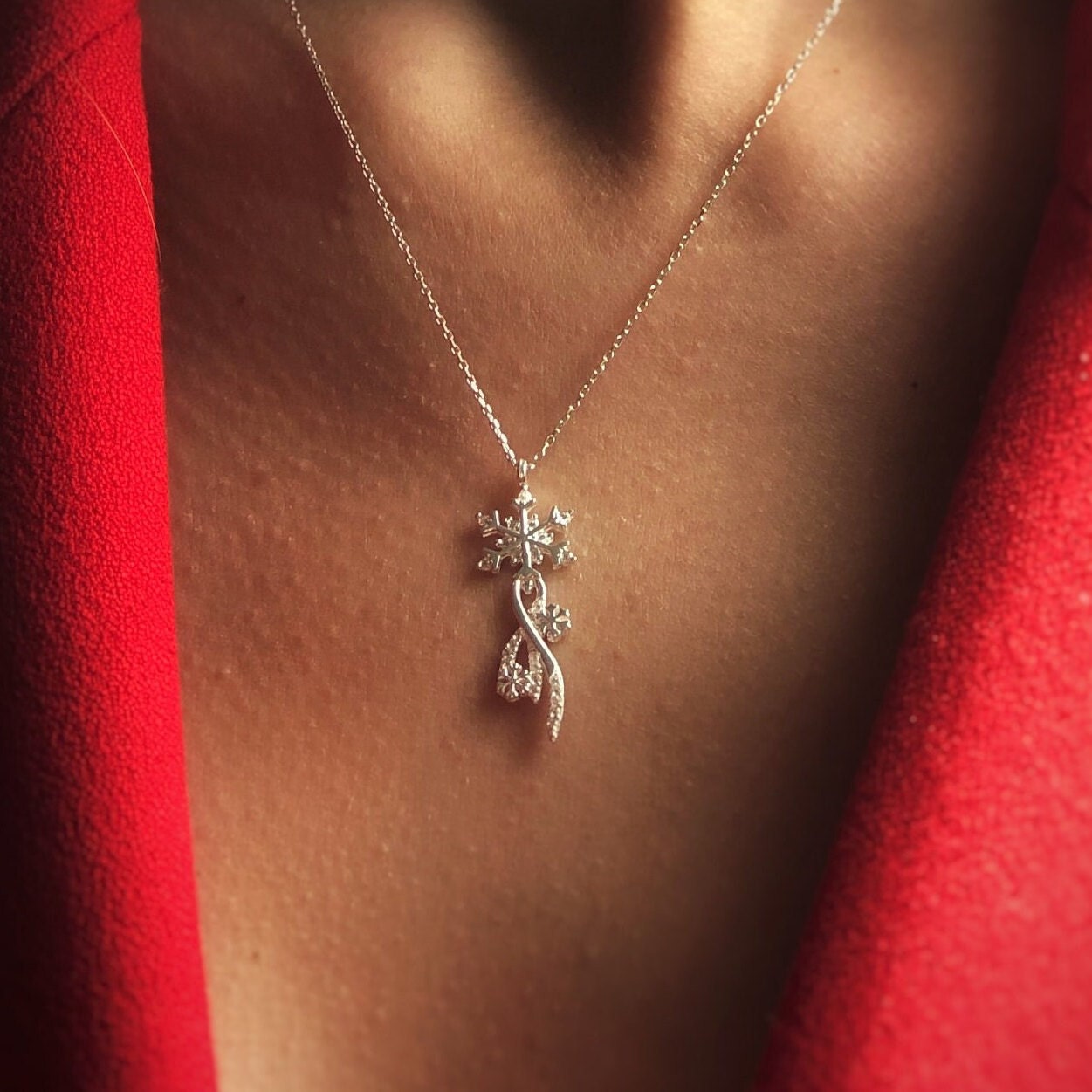 Dainty Snowflake Necklace 925 Sterling Silver Jewelry Minimalist ...