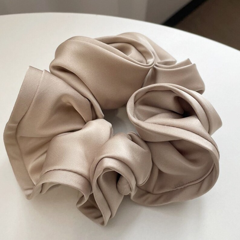 Large Satin Hair Scrunchies Agaric Edge Hair Ornament Cream - Etsy