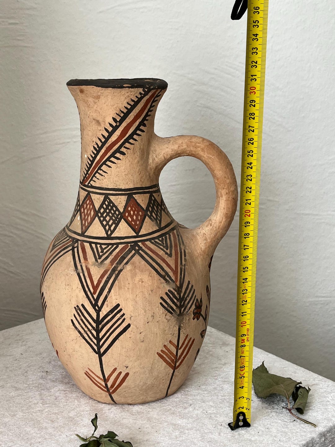 Vintage Moroccan Berber Pottery - Hand-painted Rif Mountains Terracotta ...