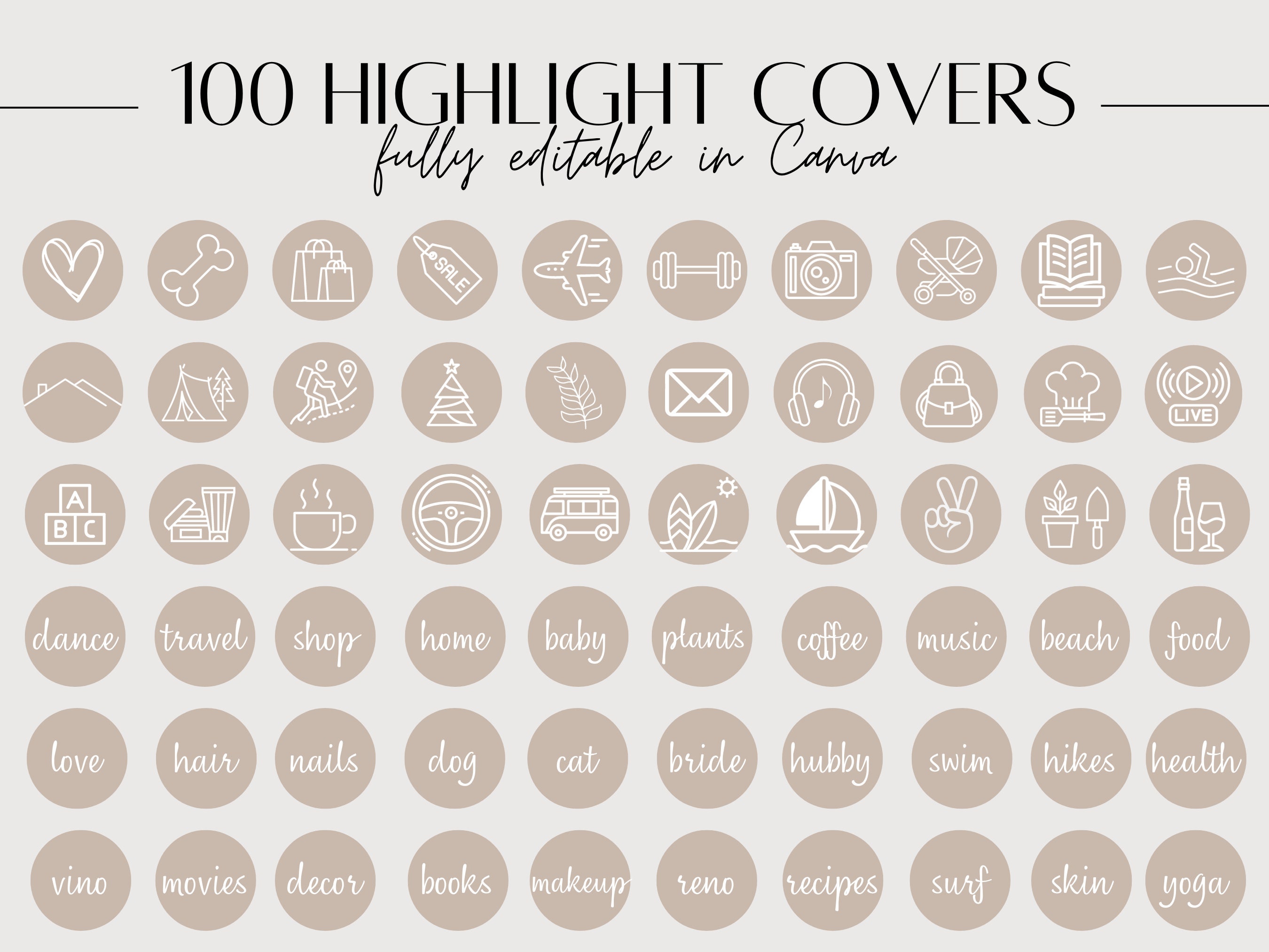 Highlight Cover Template | Highlight Covers | Neutral Highlight Covers ...