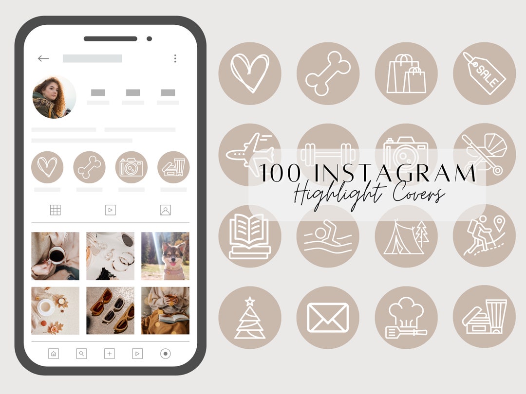 Highlight Cover Template | Highlight Covers | Neutral Highlight Covers ...