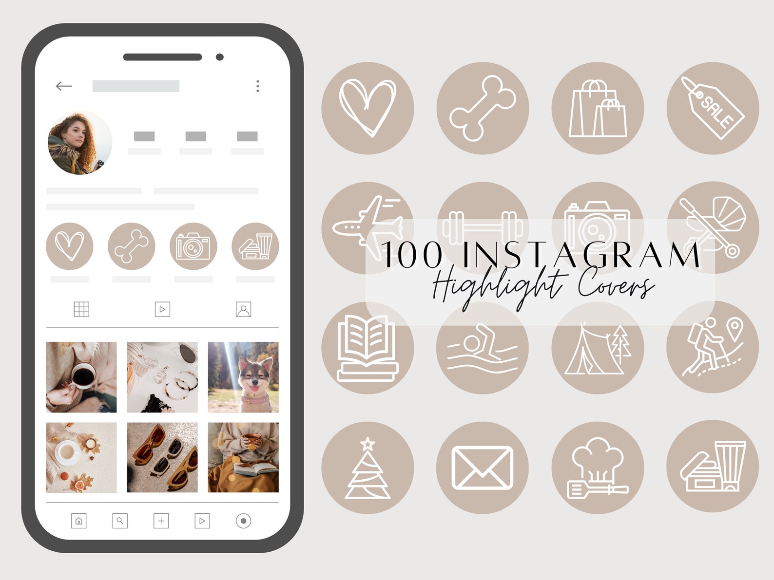 Highlight Cover Template | Highlight Covers | Neutral Highlight Covers ...