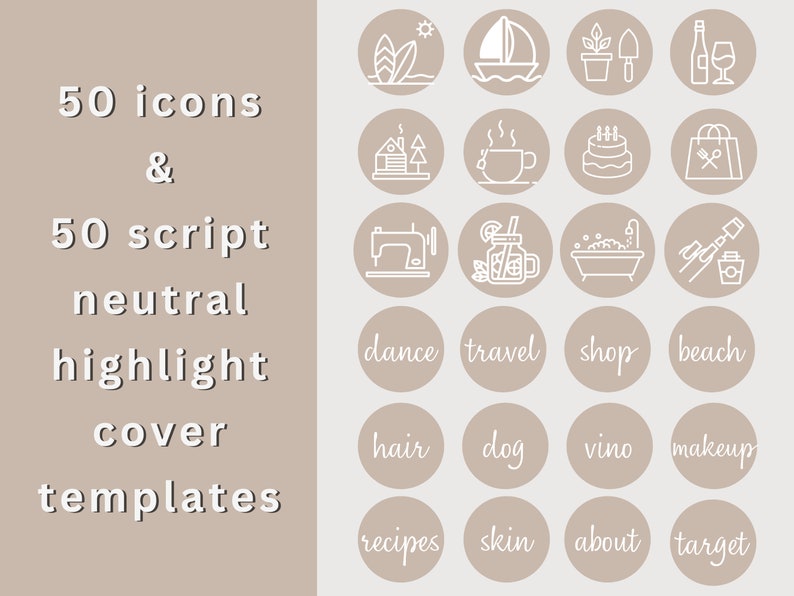 Highlight Cover Template | Highlight Covers | Neutral Highlight Covers ...