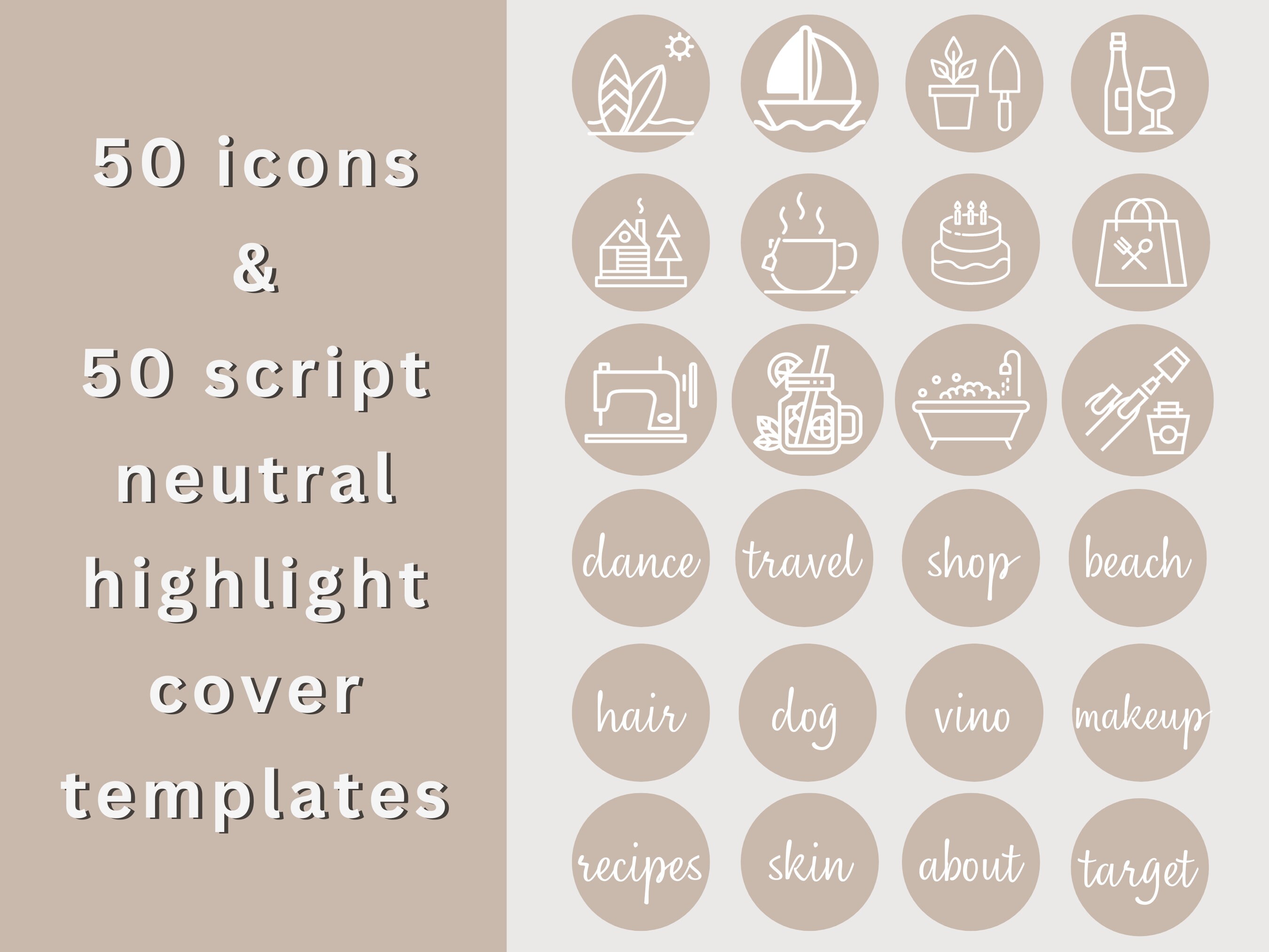 Highlight Cover Template | Highlight Covers | Neutral Highlight Covers ...