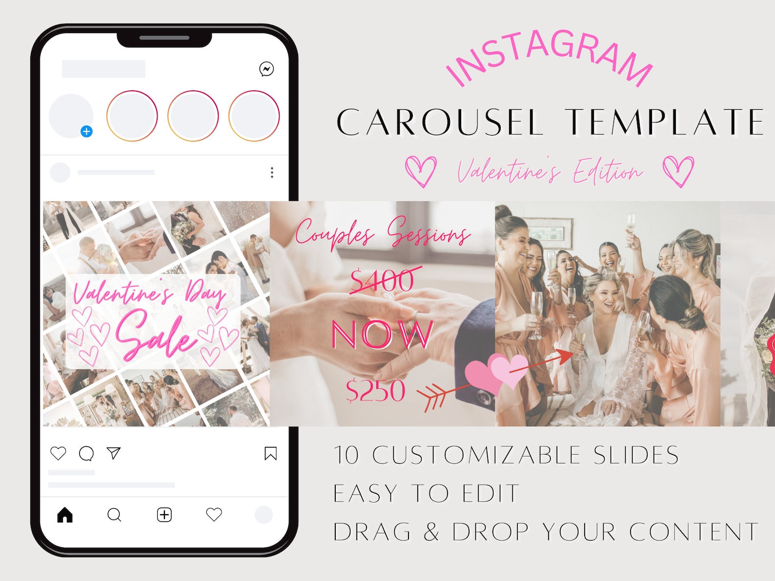 INSTAGRAM CAROUSEL | CANVA Template | Valentine's Day | Carousel Post ...