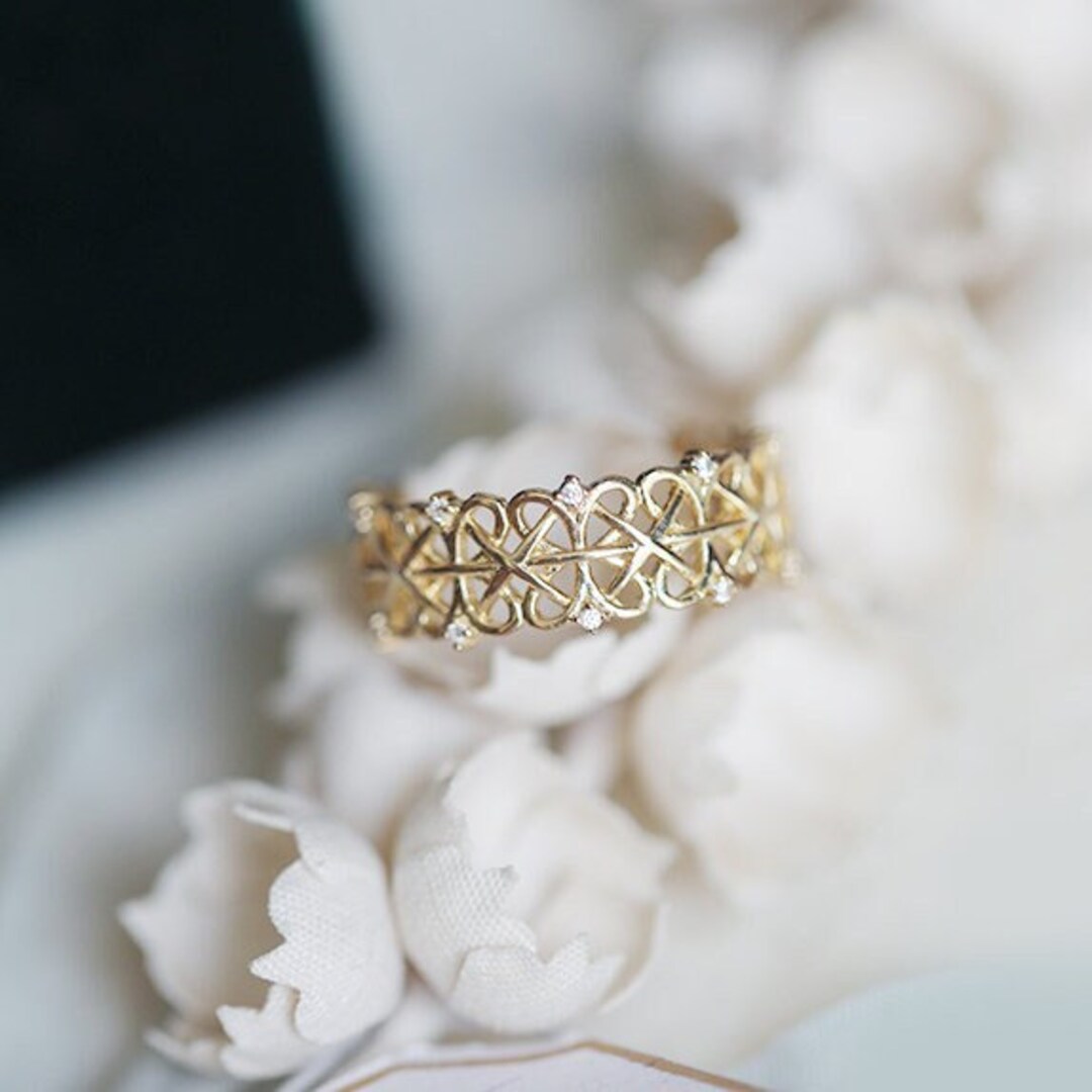 Vintage Style Lace Ring Wide Band Ring Curl Ring CZ Band - Etsy