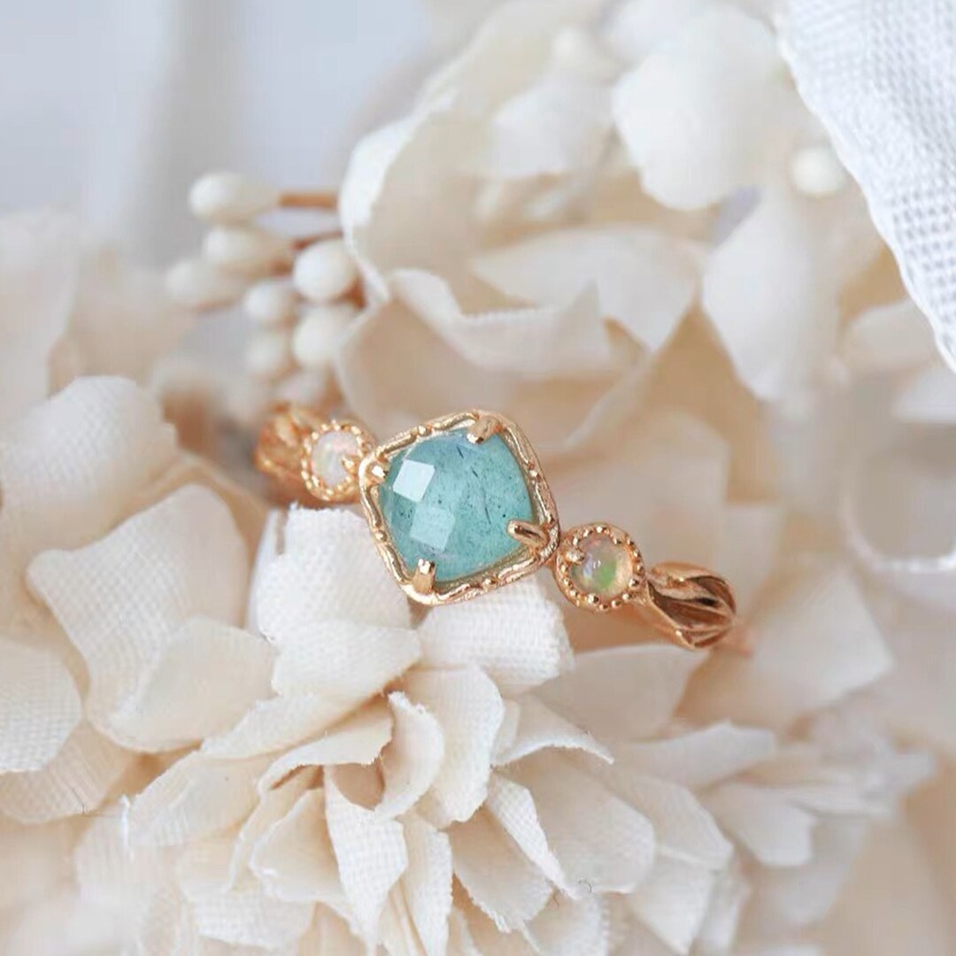 Amazonite and Opal Ring Blue Amazonite Natural Gemstone - Etsy New Zealand