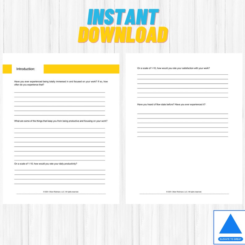 Develop Your Flow State Workbook Positive Vibe Workbook Self Reflection ...