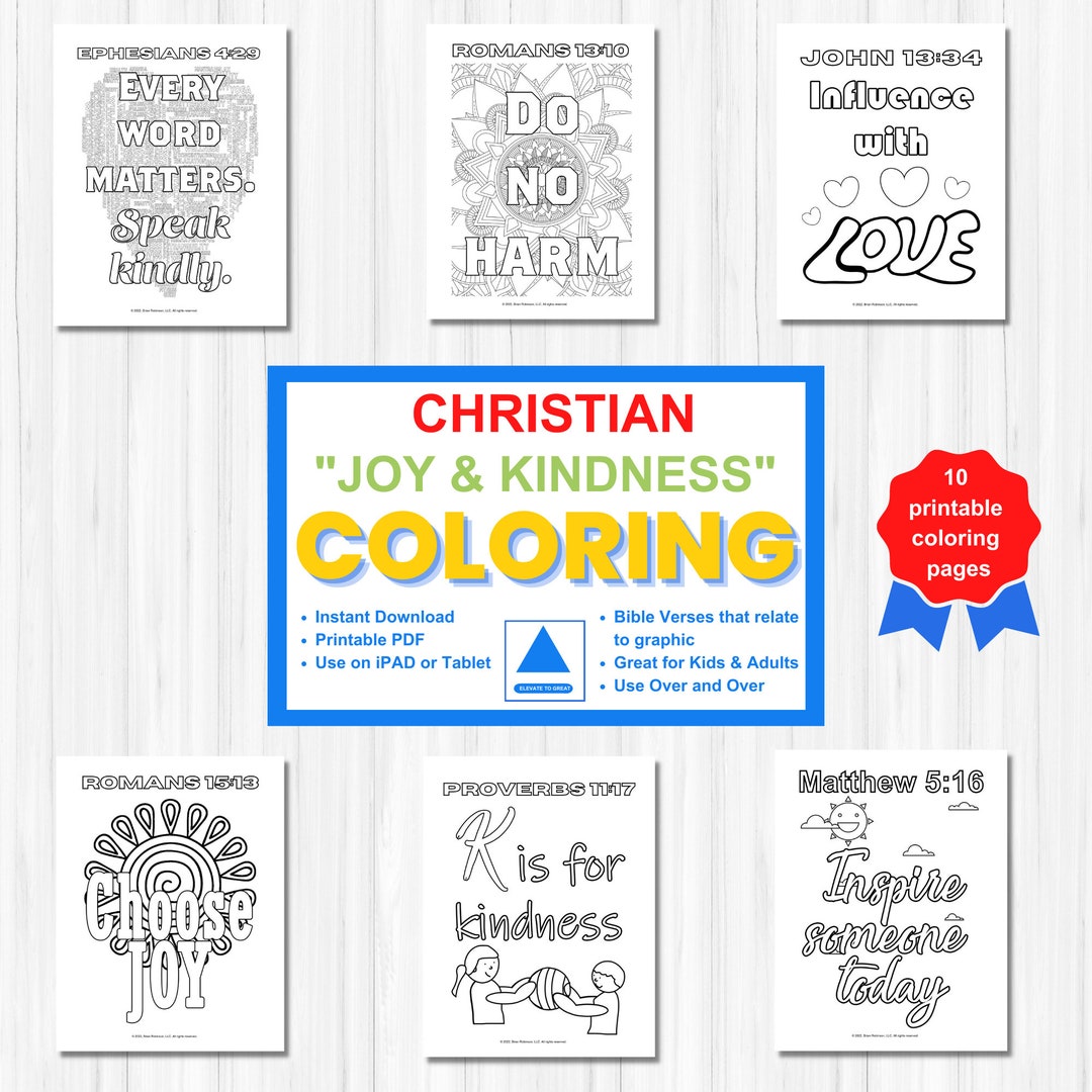 Joy & Kindness in the Word | 10 Printable Christian Coloring Pages ...