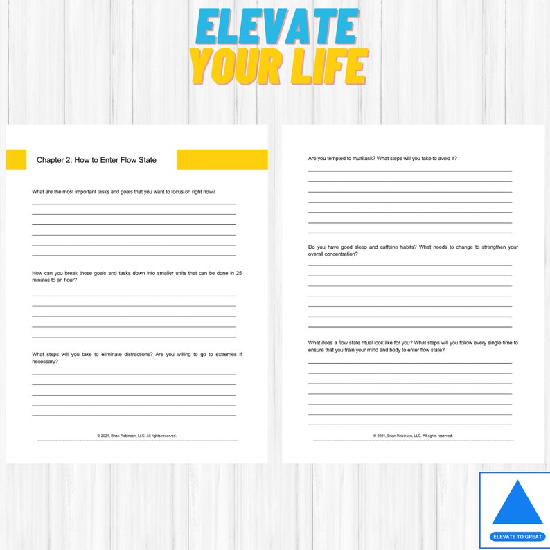 Develop Your Flow State Workbook Positive Vibe Workbook Self Reflection ...