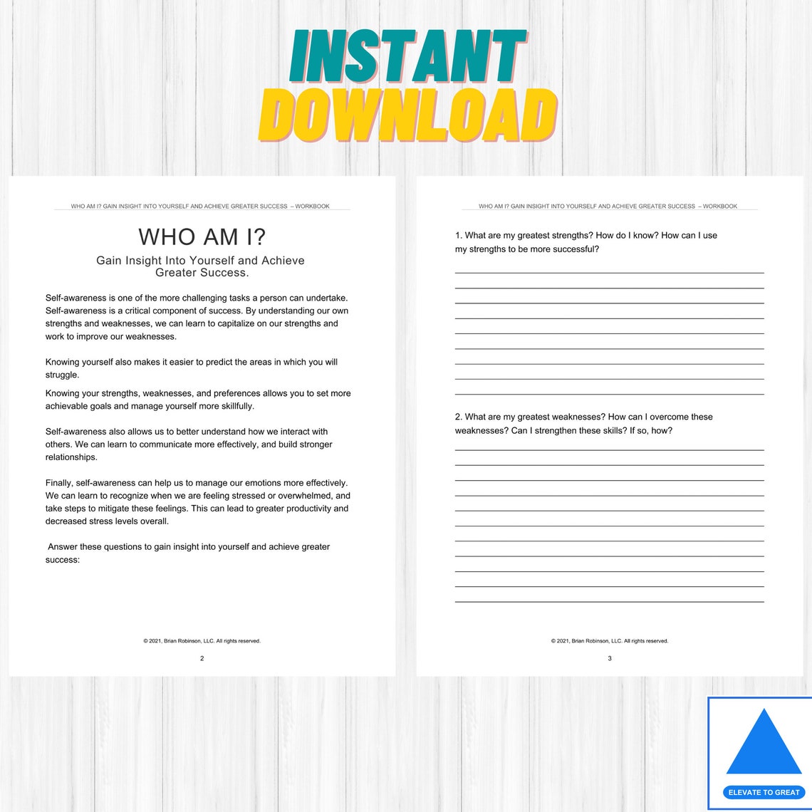 Who Am I? Self-awareness Workbook | Inner Self Workbook | Success ...