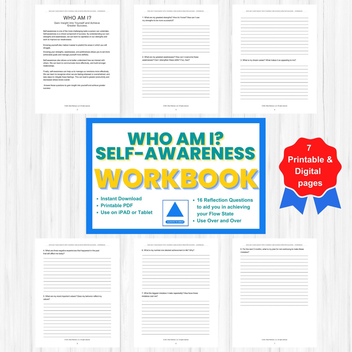 Who Am I? Self-awareness Workbook | Inner Self Workbook | Success ...