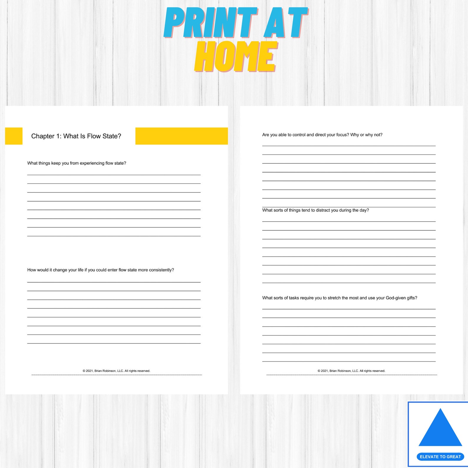 Develop Your Flow State Workbook Positive Vibe Workbook Self Reflection ...